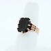 Emerald Cut Red Garnet Tab Set in 14K Rose Gold Ring