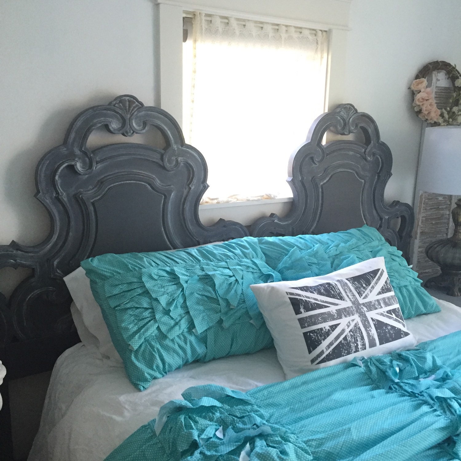 Antique Baroque Headboard King Size Ornate Vintage Rococo Bed