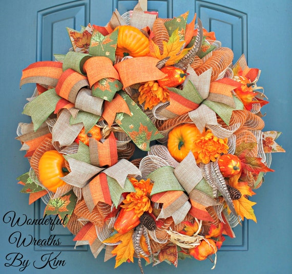 Items similar to Fall wreath, Autumn wreath, Harvest, Thanksgiving ...