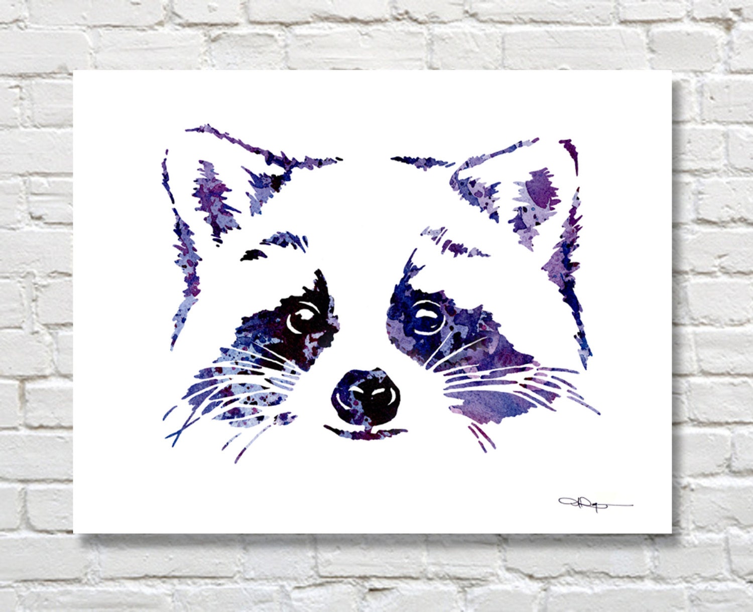Raccoon Art Print Abstract Wildlife Watercolor Painting