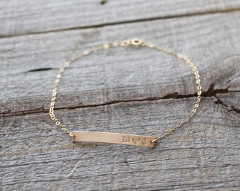Bar Bracelet Personalized Bracelet Hand Stamped Name