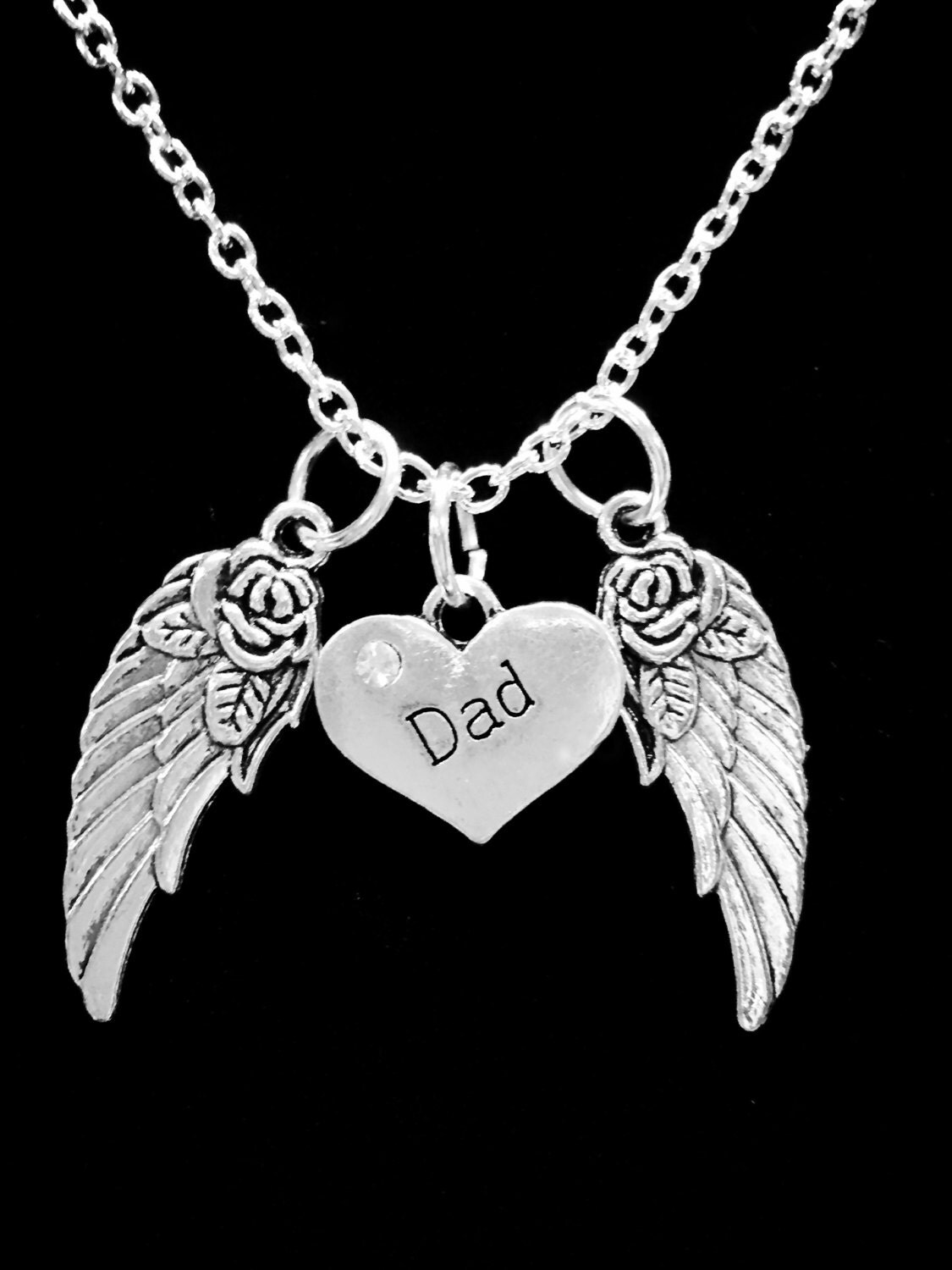Dad Guardian Angel Wing Father In Heaven In Memory Necklace
