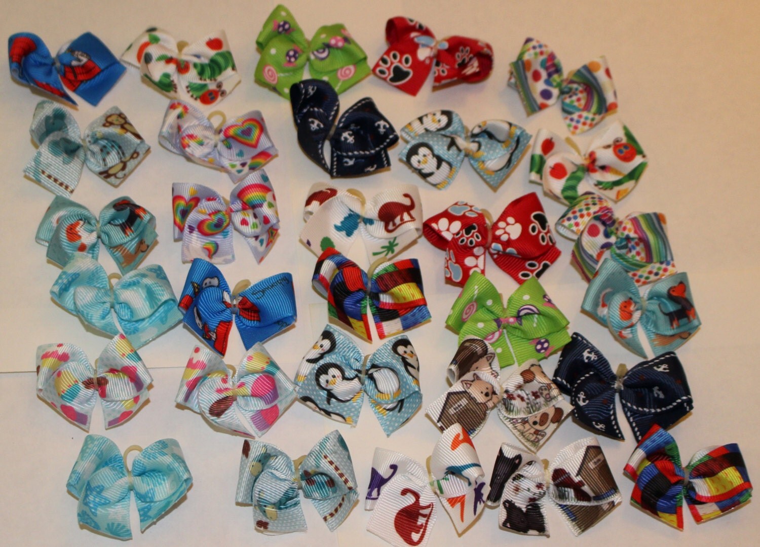 Small all BOY print dog bows Male dog bows Grooming bows top