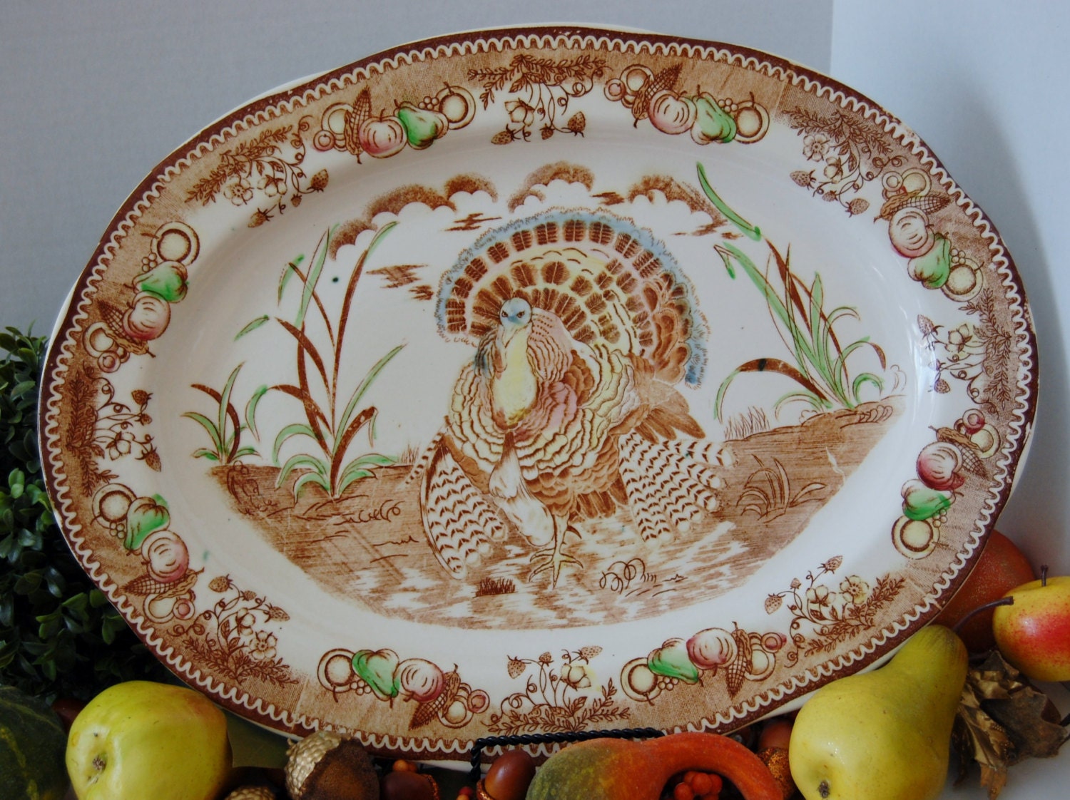 Large Brown Transferware Turkey Platter – Haute Juice