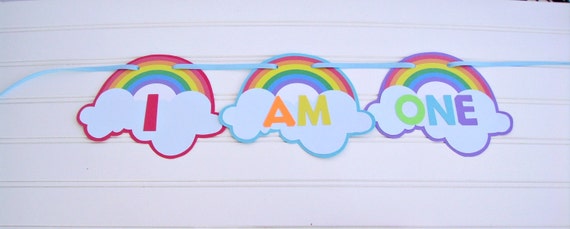 I am one rainbow banner rainbow 1st birthday by thesinginghoneybee