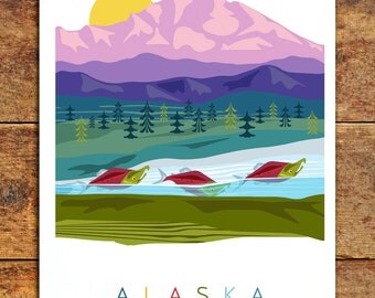 Alaska salmon art | Etsy