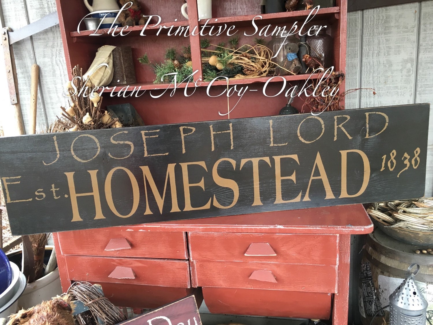 11x48 Custom Homestead Sign Style 3 by ThePrimitiveSampler on Etsy