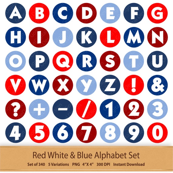 Digital Alphabet Red White And Blue Independence Letter Art Boy Digital ...