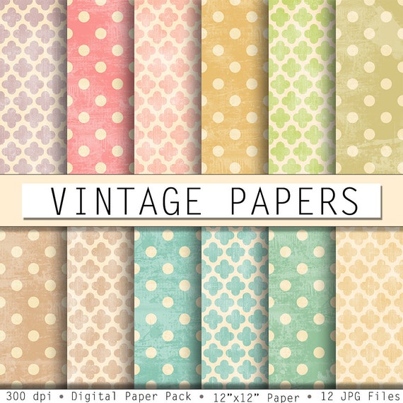 Vintage digital paper: Vintage patterns with grunge effect