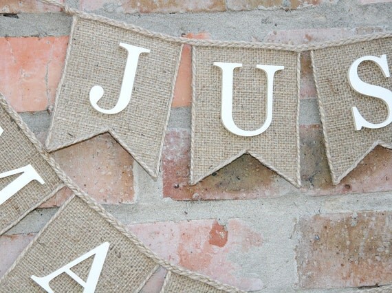 Just Married Wedding banner rustic wedding bannerjust