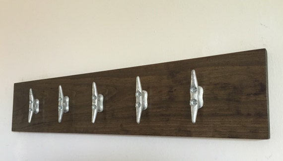 Coat rack Nautical coat rack with cleats Wood by BlackIronworks