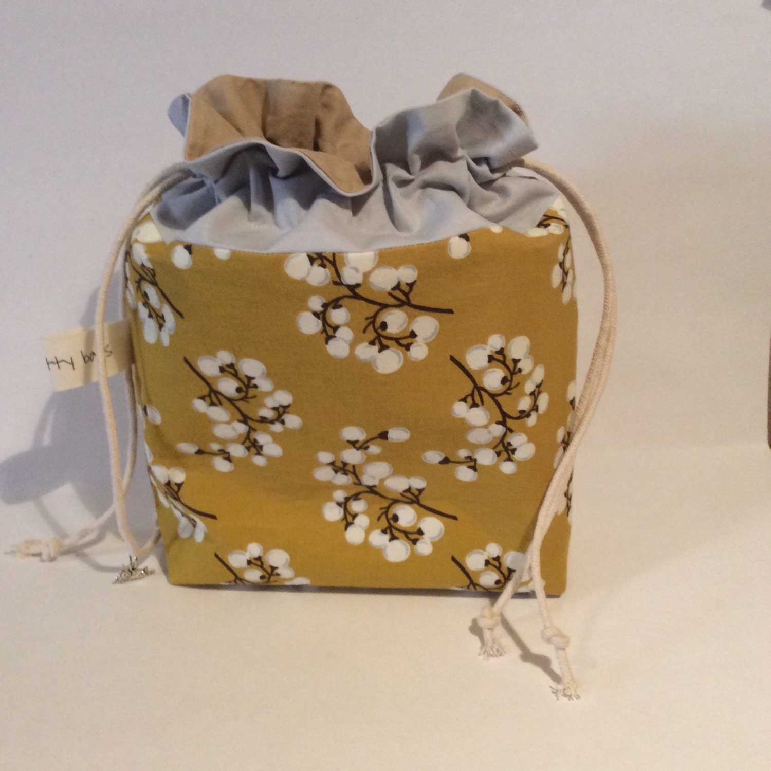 Drawstring Project Bag by knittykittybags on Etsy