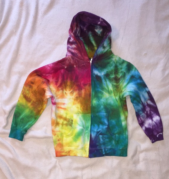 Youth Rainbow Tie Dyed Hoodie By Rainbowmangoclothing On Etsy