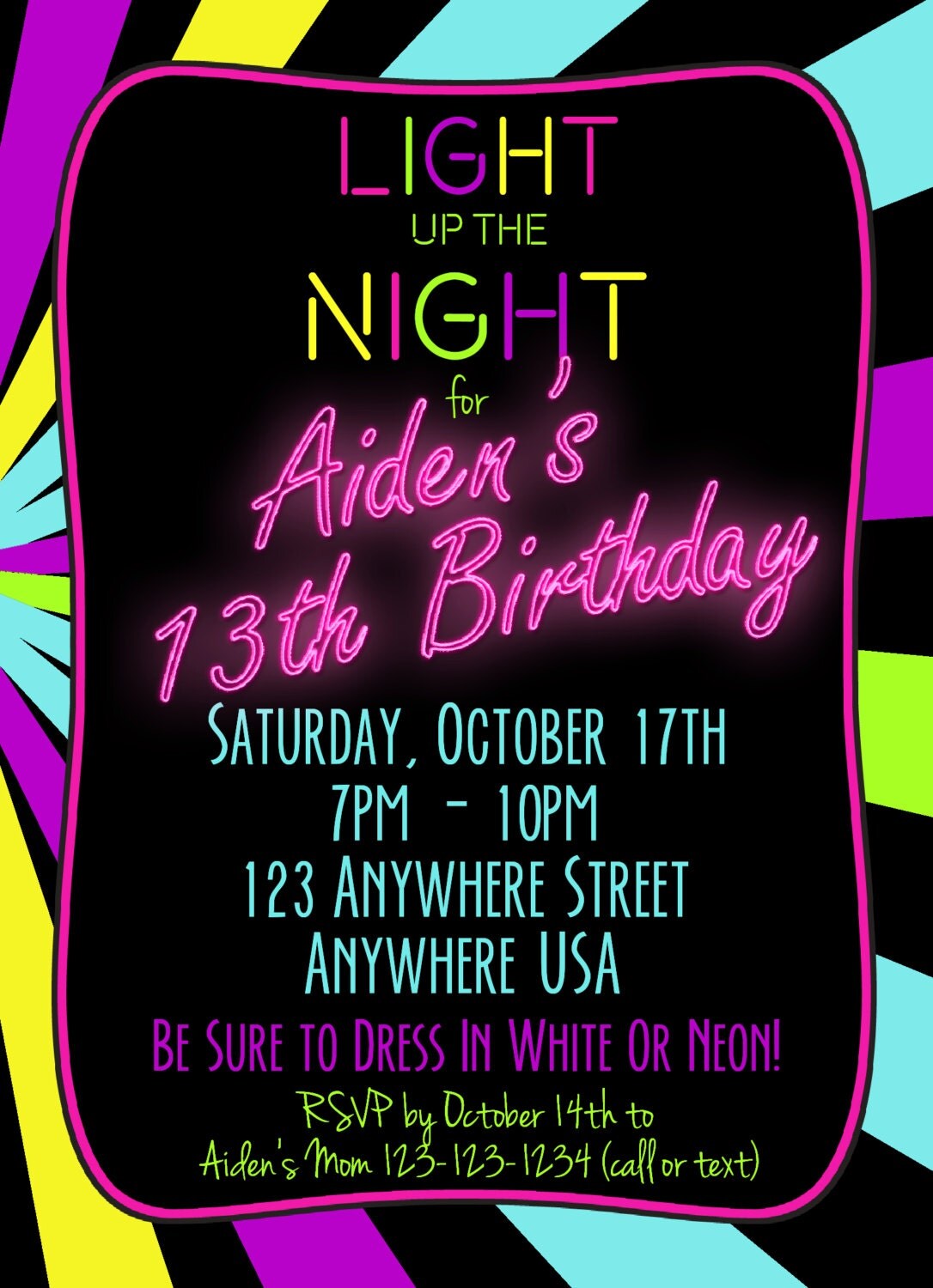 25 Best Neon Birthday Invitations Home Family Style And Art Ideas
