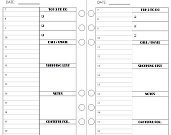 PRINTED day on one page Daily planner insert Printed do1p