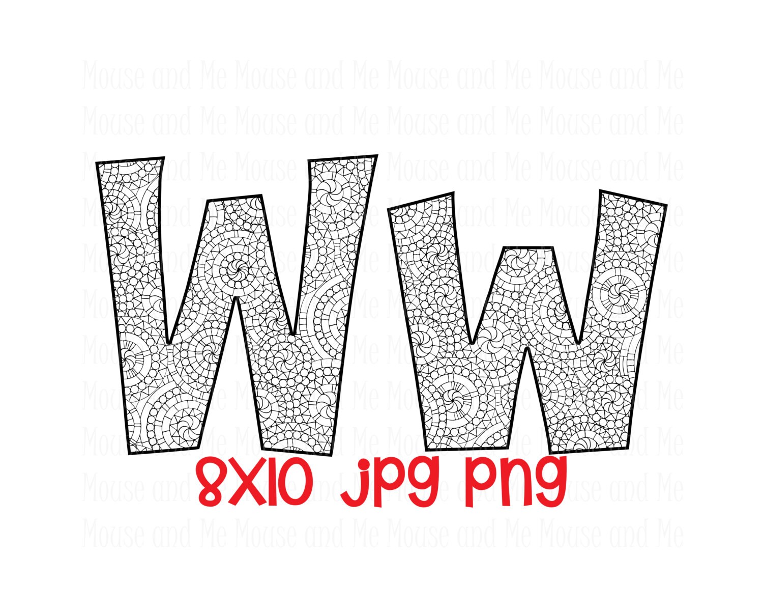 Letter W w BOTH Uppercase and Lowercase separate files