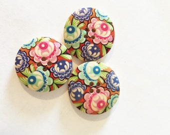 Painted wood buttons | Etsy