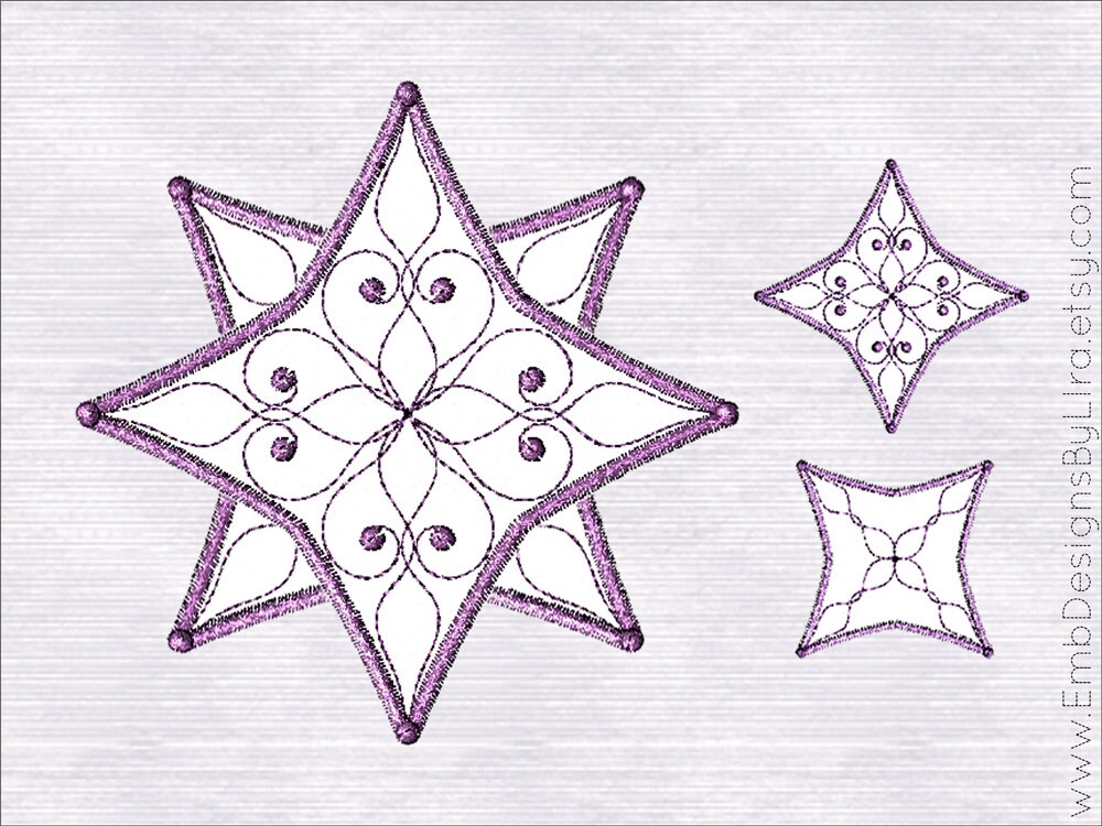 Christmas Star Machine Embroidery Design Instant Download