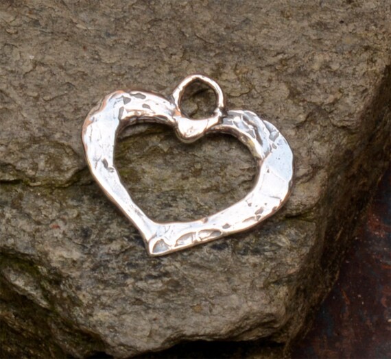 Artisan Open Heart Charms in Sterling Silver by cathydailey