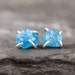 Uncut Raw Rough Apatite Earrings Sterling Silver Stud Style