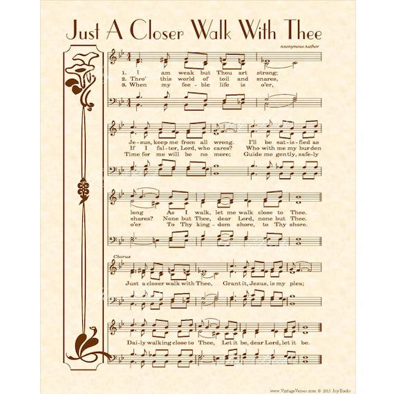 Just A Closer Walk With Thee Hymn Wall Art Custom