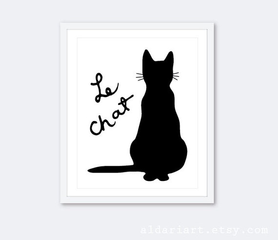 Le Chat Cat Art Print Cat Wall Art French Cat Poster Cat