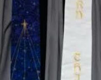 Clergy Stole vestment Advent Stars Blue or purple MADE TO