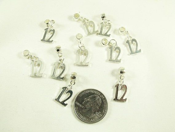 Number 12 12th Man charms Silver with bails Lot of 10