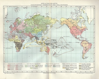 Antique LARGE WORLD Map 1941 ORIGINAL 1940s by VintageInclination