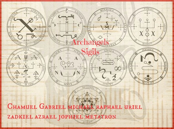 Archangel 9 sigials or symbols Rubber Stamp Set of 9 angels