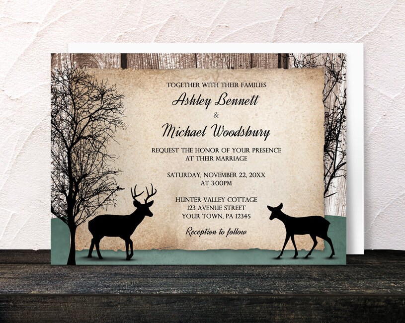 Rustic Woodsy Deer Wedding Invitations and by ArtisticallyInvited