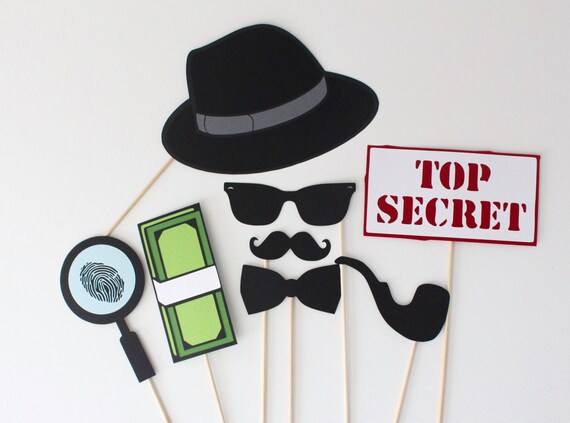 James Bond Spy Photo Booth Props Inspector Detective 8 Piece