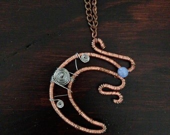 Items similar to Moonswept. Copper Wire Wrapped Moon Pendant on Etsy