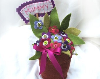 Felt Daffodil Pot Spring Wedding Flower Pot by CraftyJoDesigns