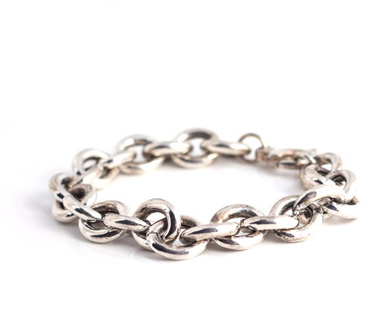 925 sterling Silver chunky chain bracelet statement bracelet