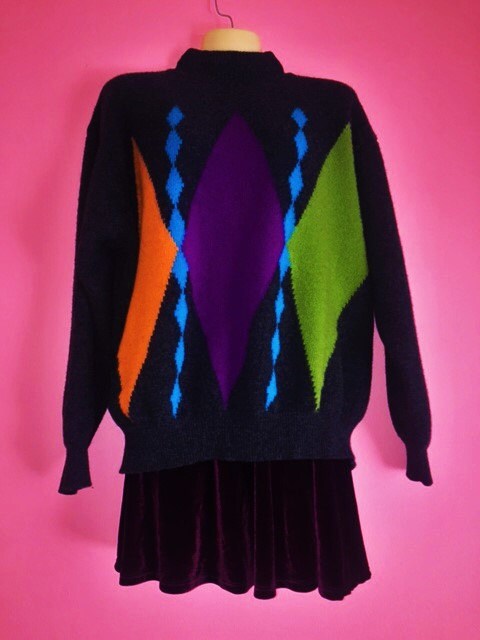 Vintage Diamond Pattern Sweater, Size L – Haute Juice