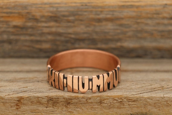 Hand Carved Copper Roman Numeral Ring