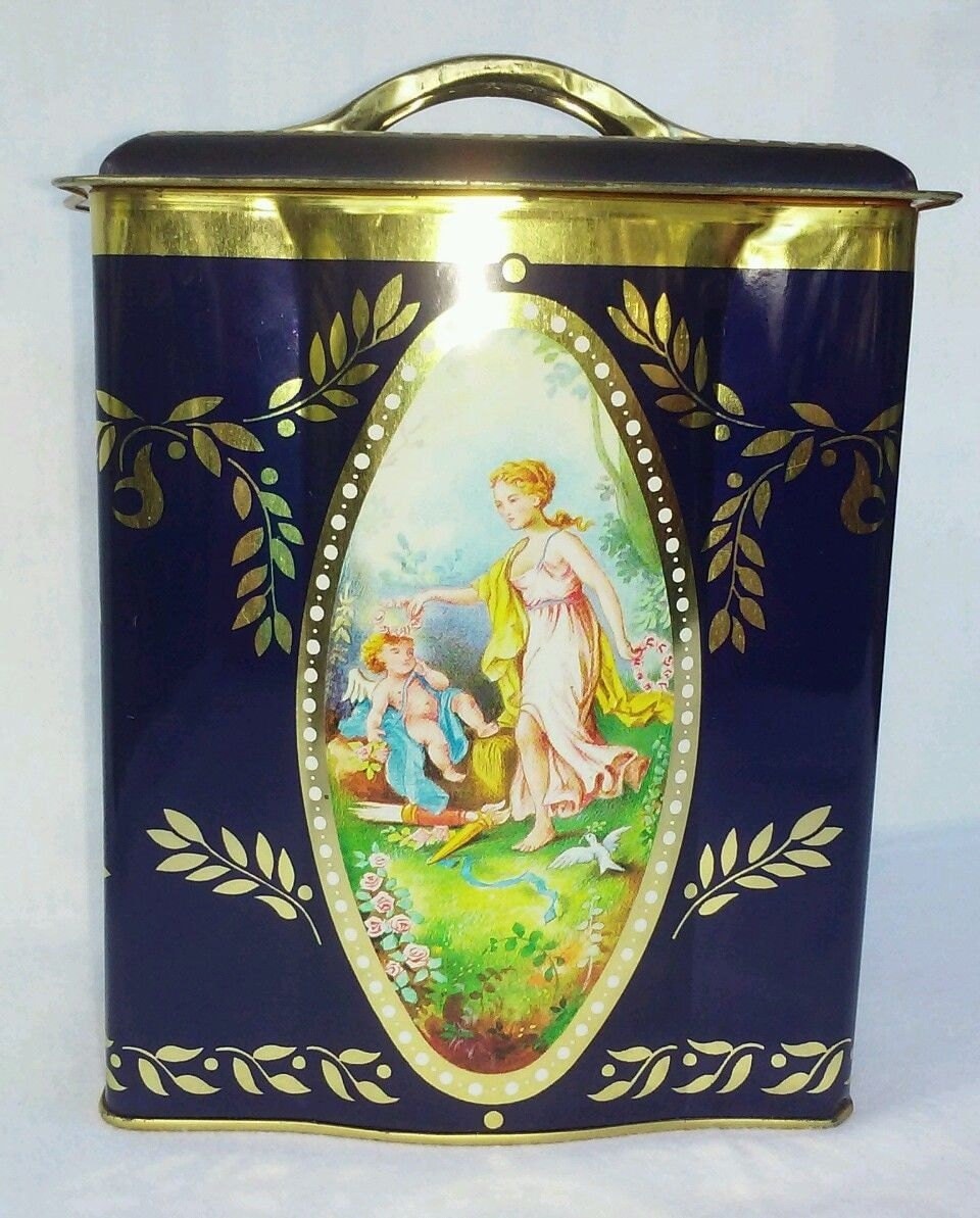 Vintage Victorian Tea Tin, Box with Handle, Metal Container Made in ...