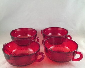 Red depression glass | Etsy