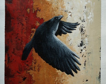 Flying raven | Etsy