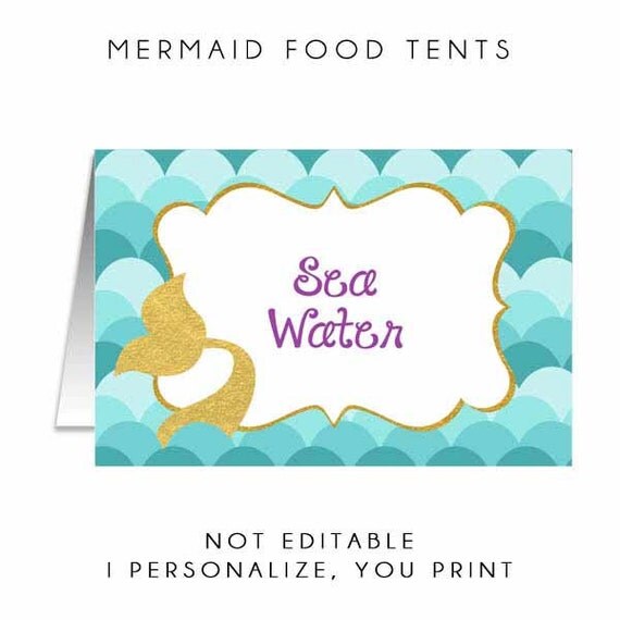 Personalized Mermaid Food Tents, Mermaid Food Label Printables, You ...