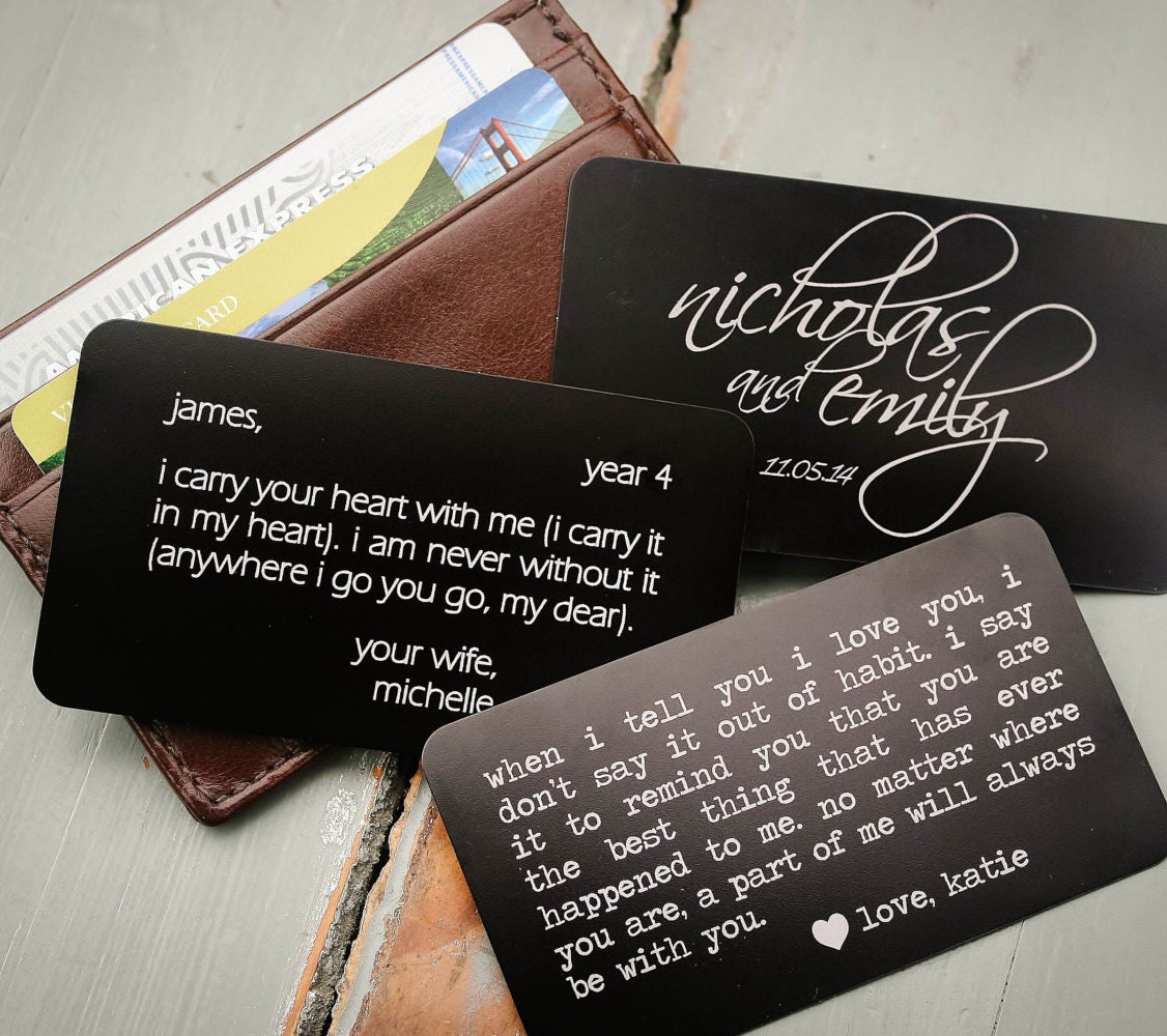 Custom Wallet Card Personalized Wallet Insert Engraved Love