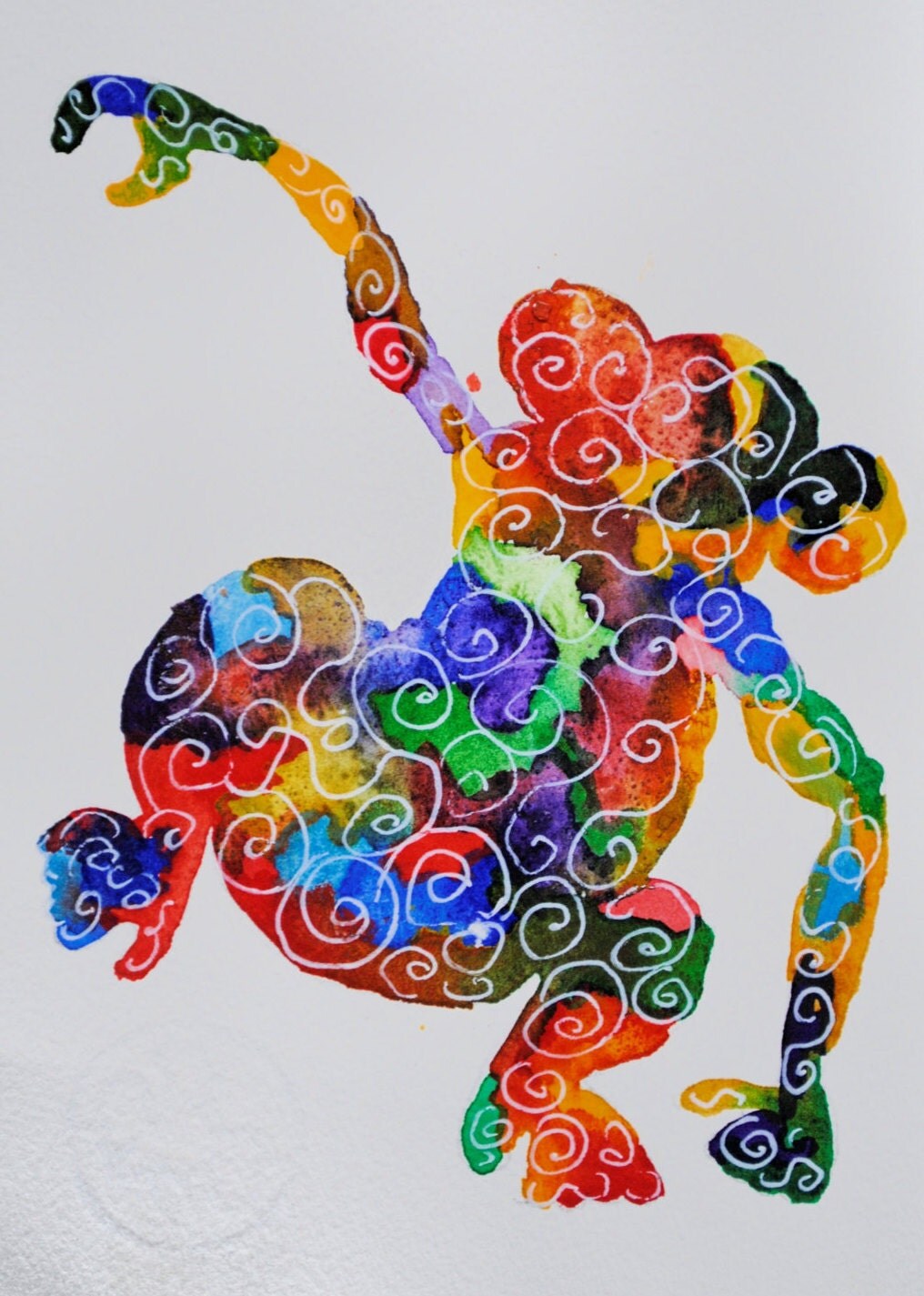 Monkey Watercolour Children's Art Original Painting