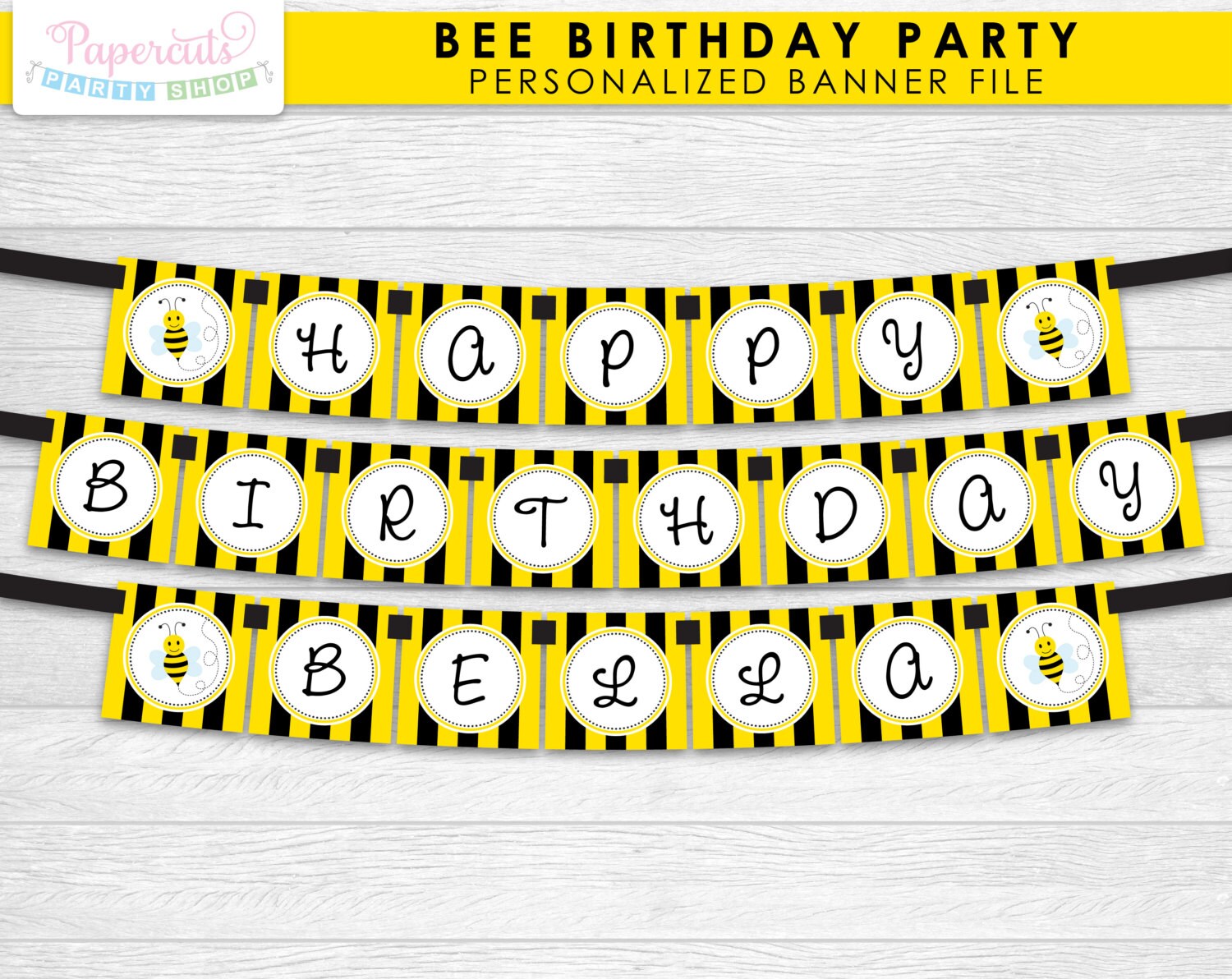 Busy Honey Bumble Bee Theme Happy Birthday Party Banner