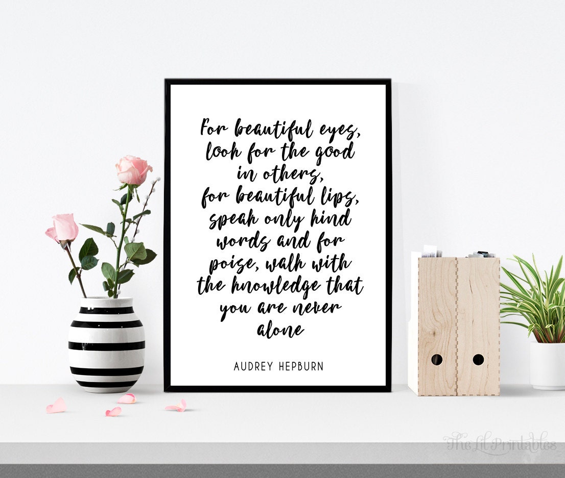 For Beautiful Eyes Wall Art Decor Typography Print Audrey