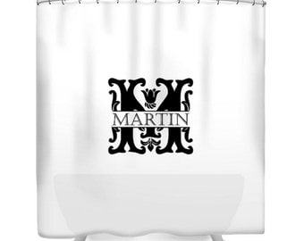 Monogrammed shower curtain | Etsy