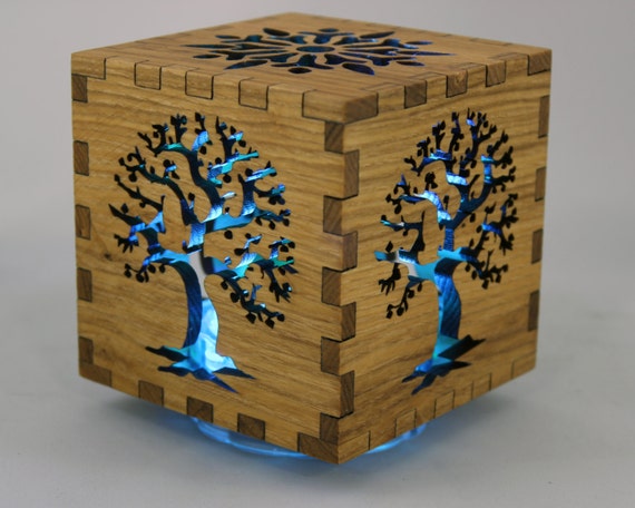 4 Tree of life Shadow Box . Reclaimed urban wood . Night