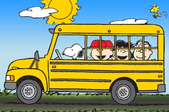 Snoopy Driving The School Bus with Charlie Brown Lucy