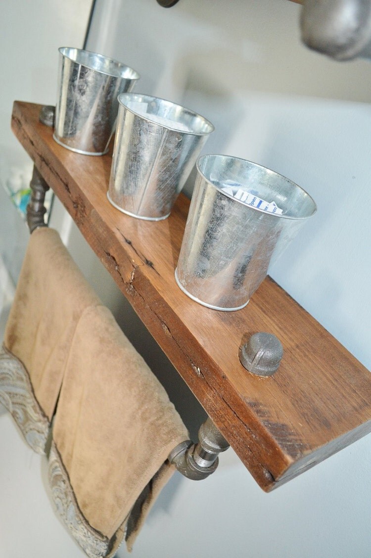 Stained Reclaimed Barn Wood Bathroom Shelves by CaseConcepts2000