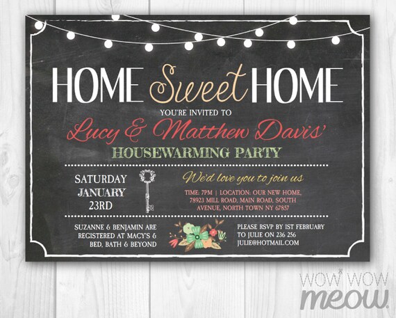 Housewarming Invitation New House Invite Home Sweet by wowwowmeow